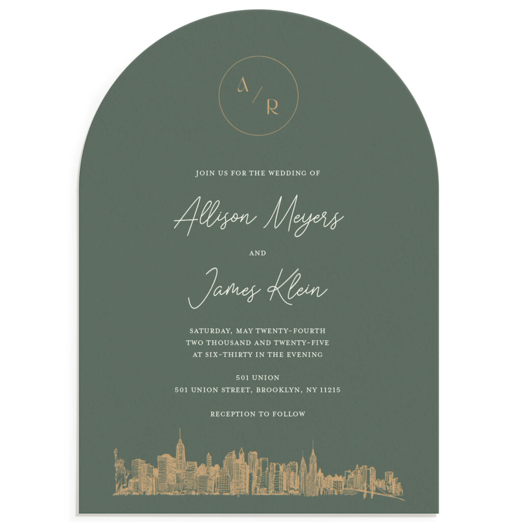 Monogram Arch Skyline Invitation Wedding Suite - Pixie Paper Co.